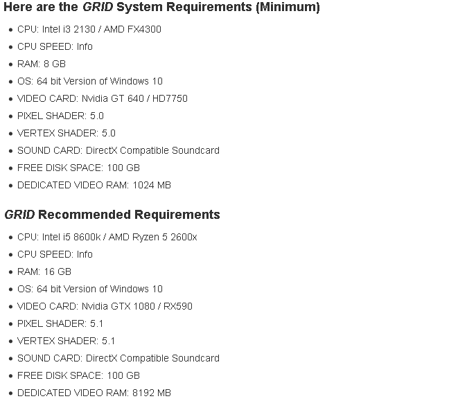 GRID v1.0.113.6152 (v1.2) + 6 DLCs (31.20 GB - 54.50 GB)